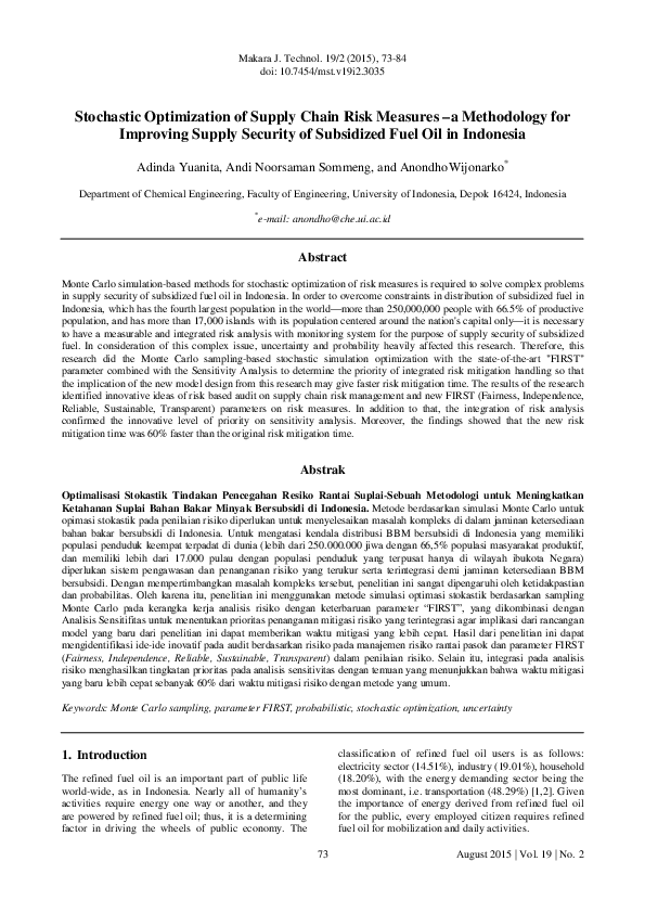 Pdf Stochastic Optimization Of Supply Chain Risk Measures A