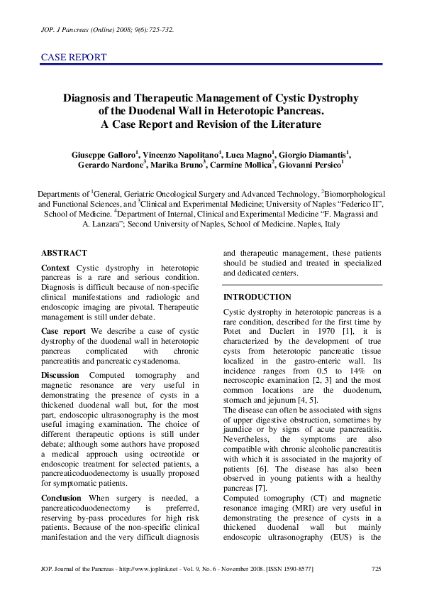 (PDF) Diagnosis and therapeutic management of cystic dystrophy of the ...