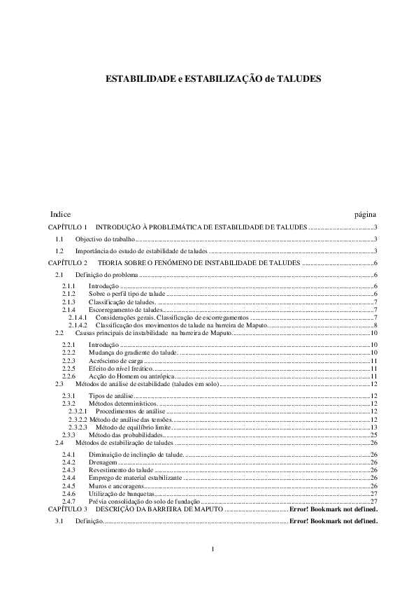 (PDF) ESTABILIDADE e ESTABILIZAÇÃO de TALUDES - Nota de Met. Vias de Com