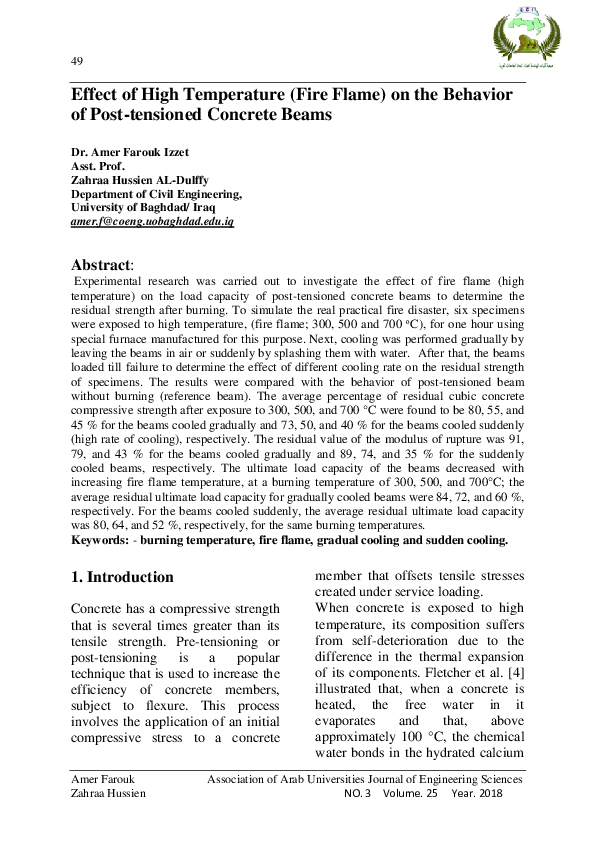 (PDF) Effect of High Temperature (Fire Flame) on the Behavior of Post ...