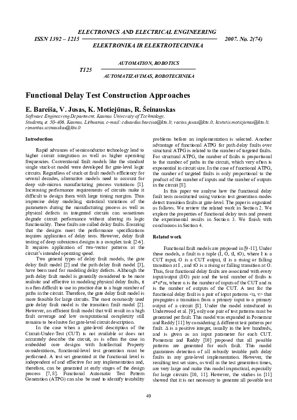 Pdf Functional Delay Test Construction Approaches
