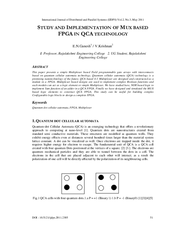 (PDF) Study and Implementation of MUX Based FPGA in QCA Technology ...