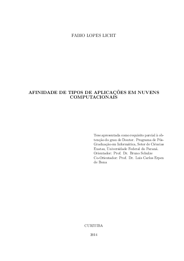 (PDF) Afinidade de tipos de aplicações em nuvens computacionais