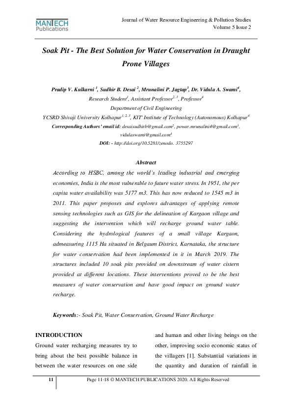 (PDF) Soak Pit - The Best Solution for Water Conservation in Draught ...