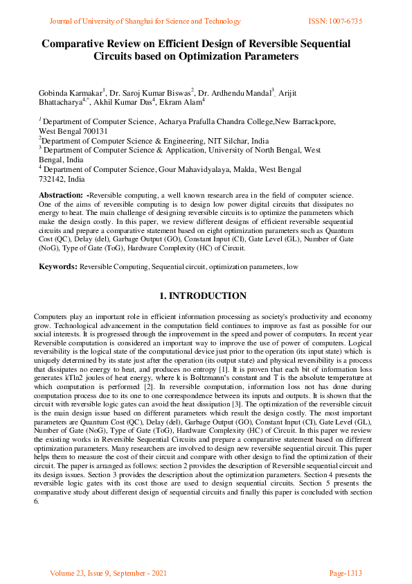 Pdf Comparative Review On Efficient Design Of Reversible Sequential Circuits Based On