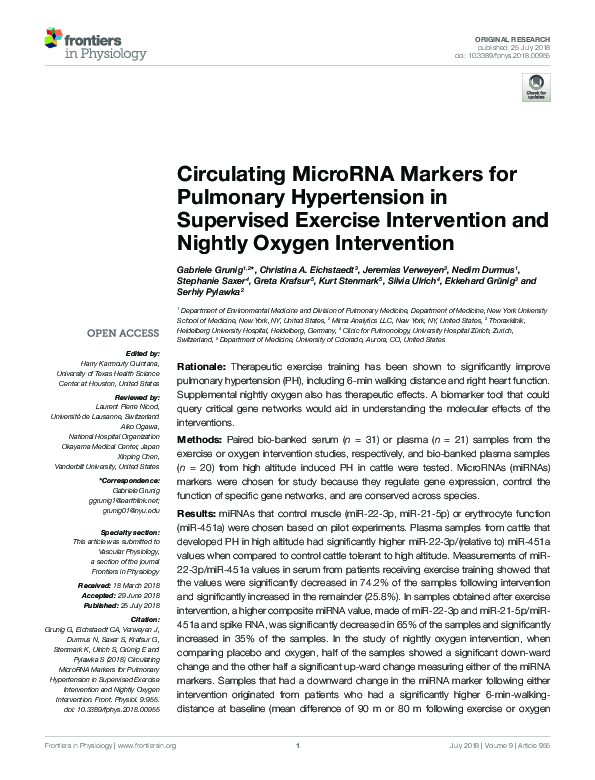 (PDF) Circulating MicroRNA Markers for Pulmonary Hypertension in ...