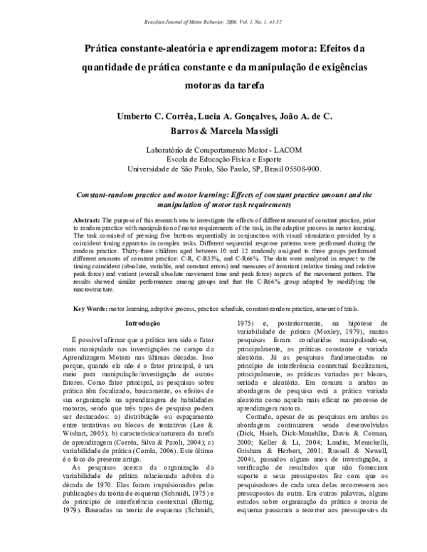 (PDF) Constant-random practice and motor learning: Effects of constant ...