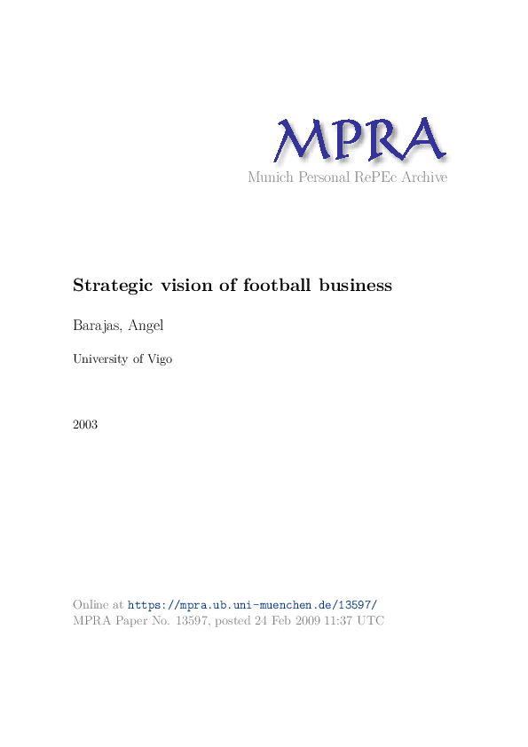 (PDF) Strategic vision of football business