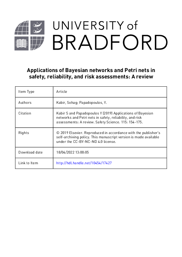 (PDF) Applications of Bayesian networks and Petri nets in safety, reliability, and risk ...