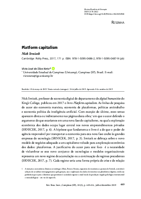 (PDF) Platform capitalism