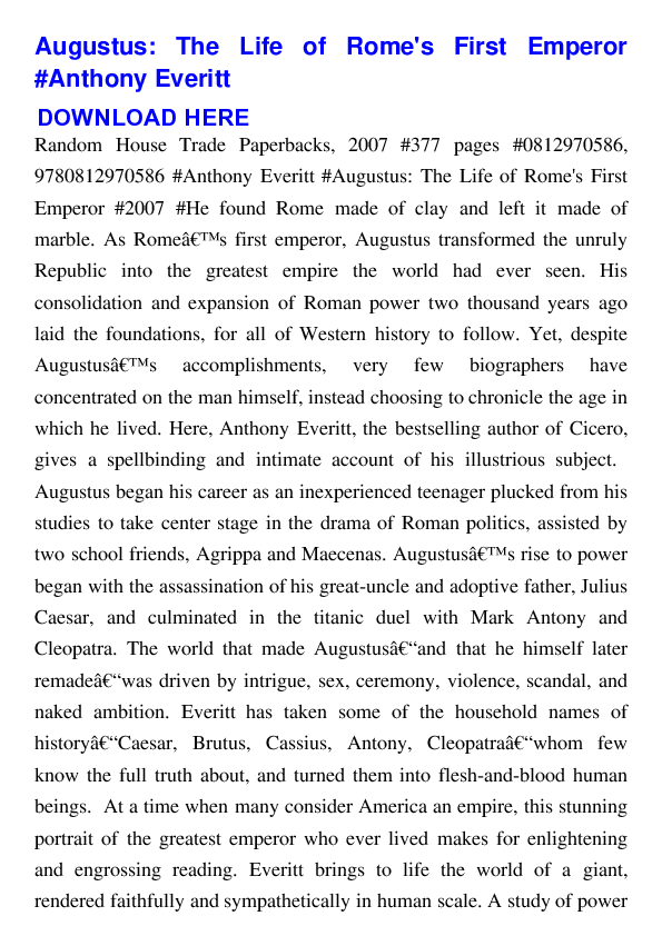 (PDF) Augustus: the life of Rome's first emperor