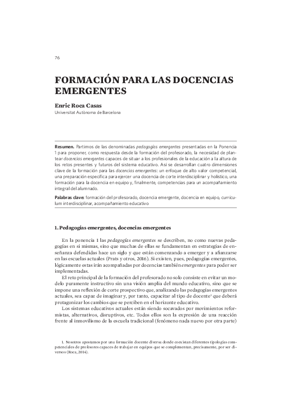 (PDF) Formación para las docencias emergentes