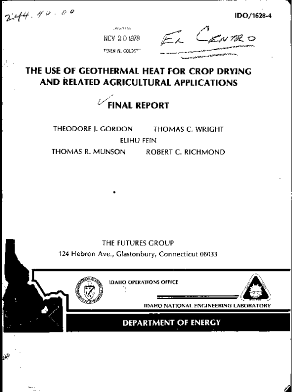 (PDF) Use of geothermal heat for crop drying and related agricultural ...
