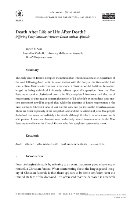 (PDF) Death After Life or Life After Death?