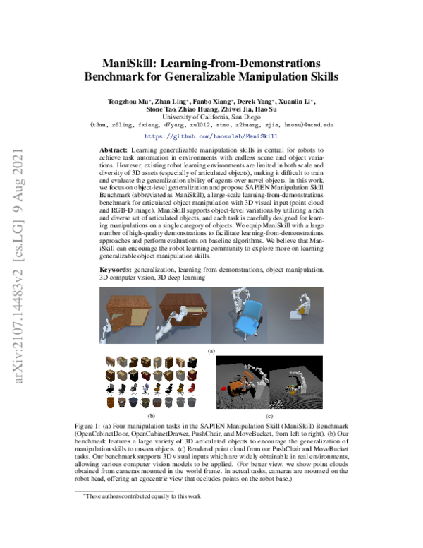 (PDF) ManiSkill: Learning-from-Demonstrations Benchmark for ...