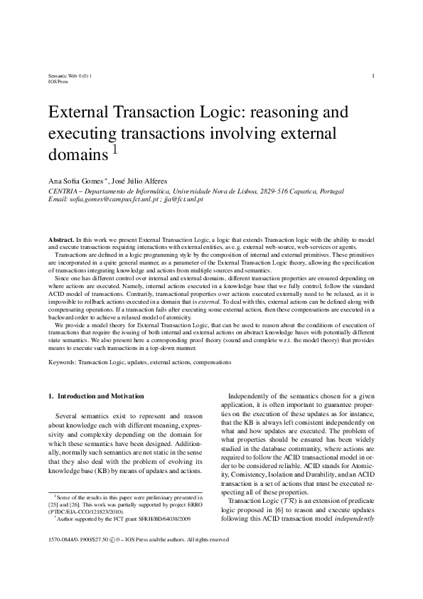(PDF) External Transaction Logic : reasoning and executing transactions ...