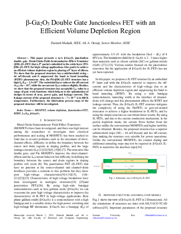 (PDF) β-Ga2O3 double gate junctionless FET with an efficient volume depletion region