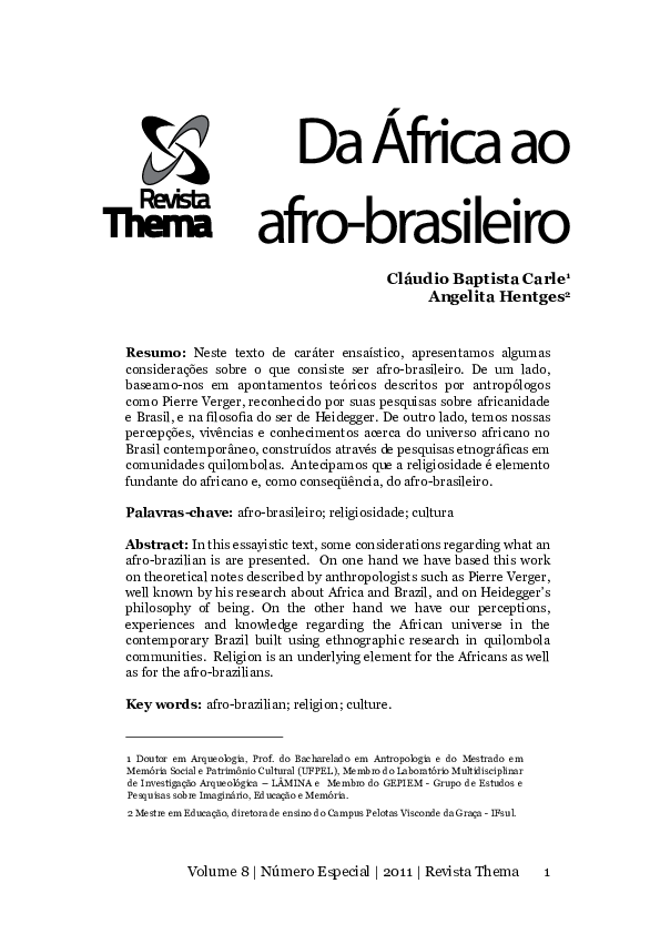 (PDF) Da África ao afro-brasileiro