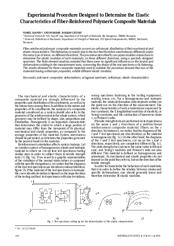 (PDF) Experimental Procedure Designed to Determine the Elastic Characteristics of Fiber ...
