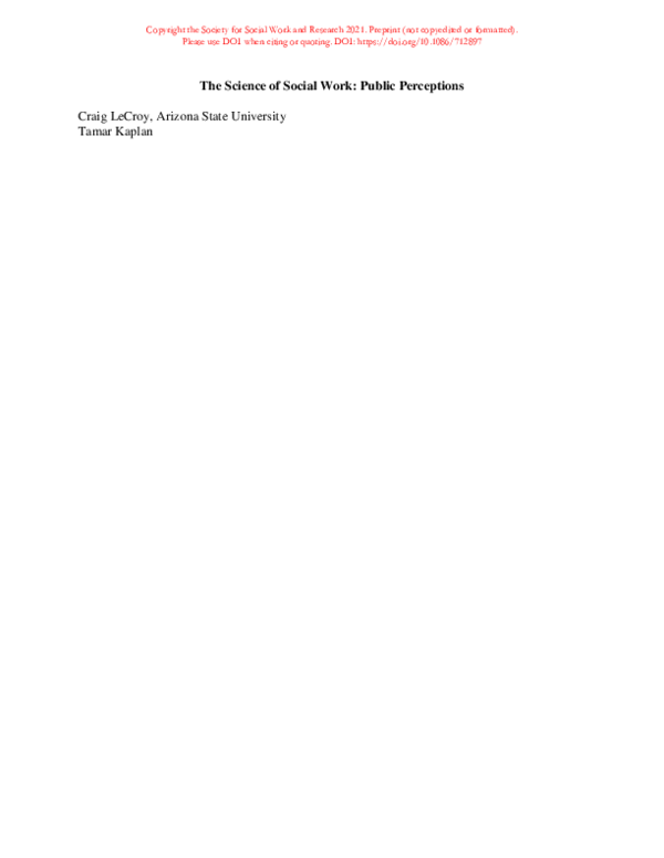 (PDF) The Science of Social Work: Public Perceptions
