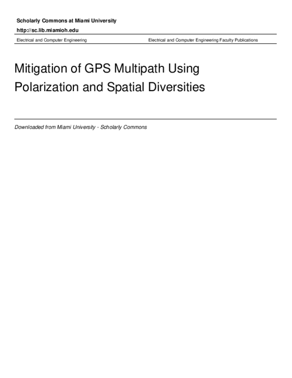Pdf Mitigation Of Gps Multipath Using Polarization And Spatial