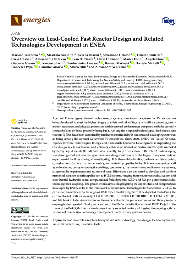 (PDF) Overview on Lead-Cooled Fast Reactor Design and Related ...