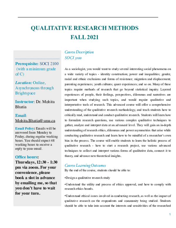 (PDF) Syllabus qualitative research