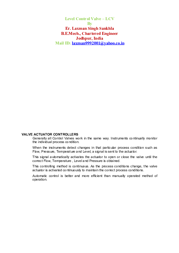 (DOC) Level Control Valve LCV