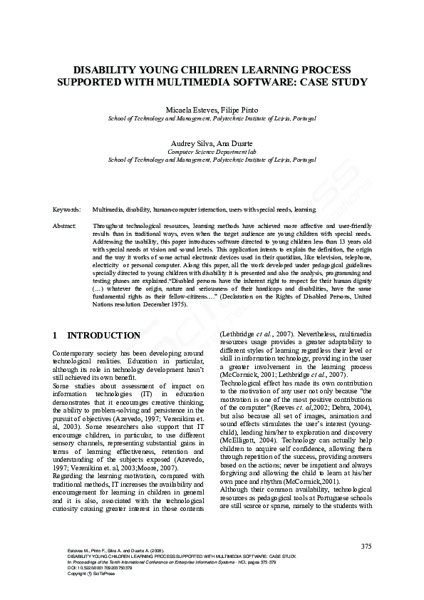 (PDF) Disability Young Children Learning Process Supported with ...