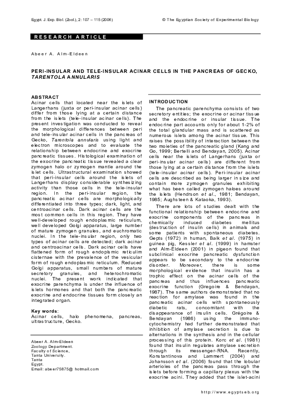 (PDF) Peri-Insular and Tele-Insular Acinar Cells in the Pancreas of ...