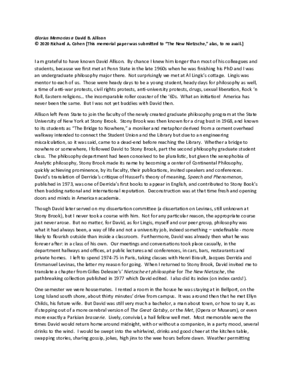 (DOC) Glorius Memorias to David B. Allison