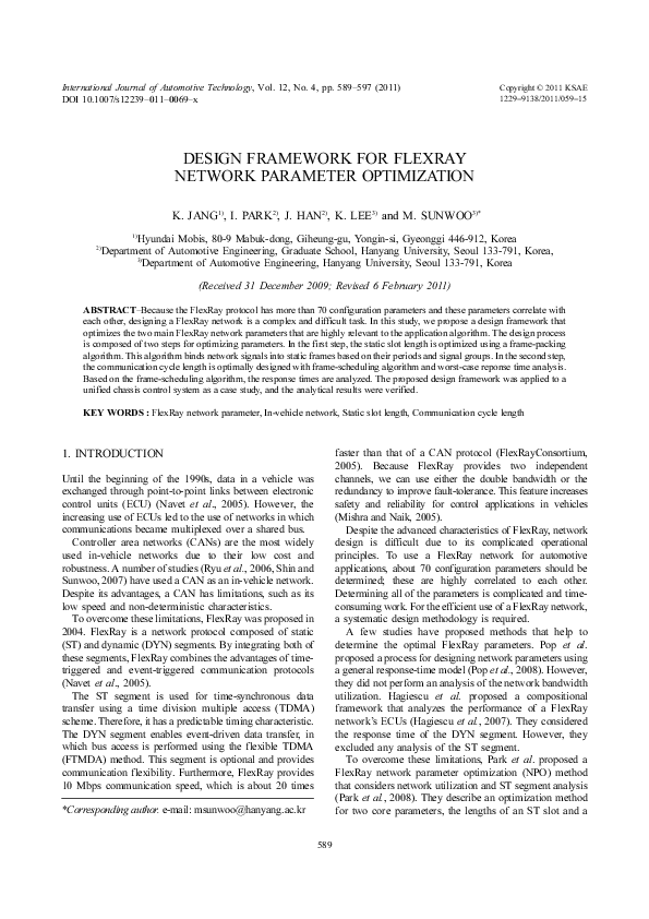(PDF) Design framework for FlexRay network parameter optimization
