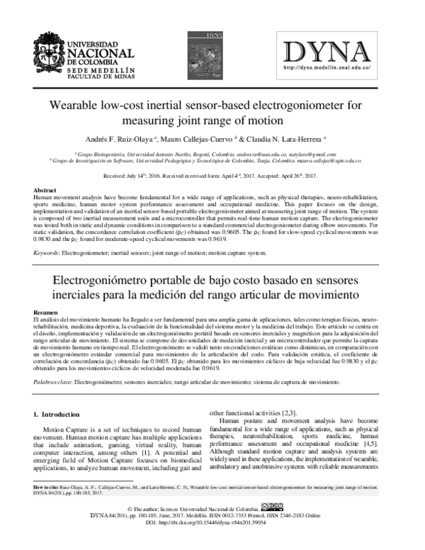 (PDF) Wearable low-cost inertial sensor-based electrogoniometer for ...