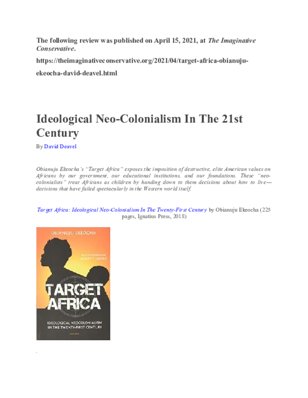 (DOC) Ideological Neo-Colonialism In the 21st Century