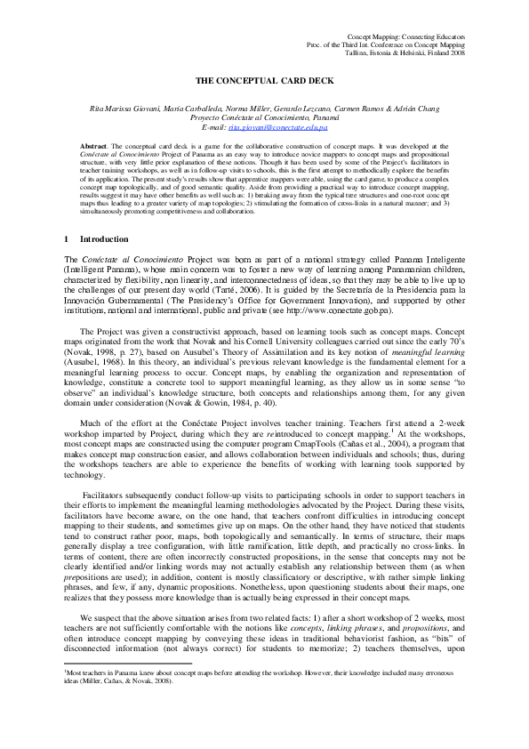 (PDF) THE CONCEPTUAL CARD DECK Concept Mapping: Connecting Educators ...