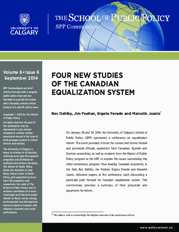 (PDF) Four Studies on the Canadian Equalization System | Bev Dahlby ...