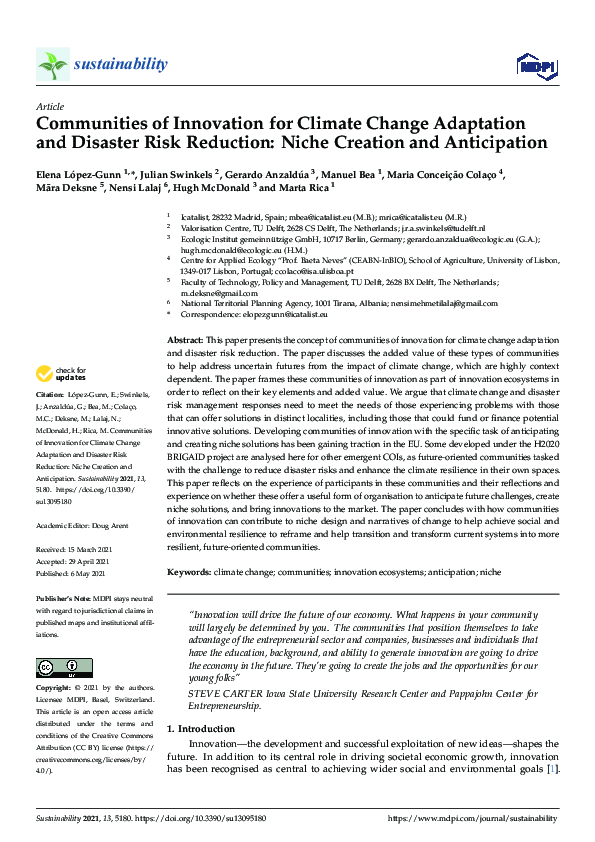 (PDF) Communities of Innovation for Climate Change Adaptation and ...