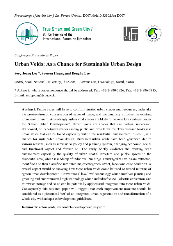 (PDF) Urban Voids: As a Chance for Sustainable Urban Design