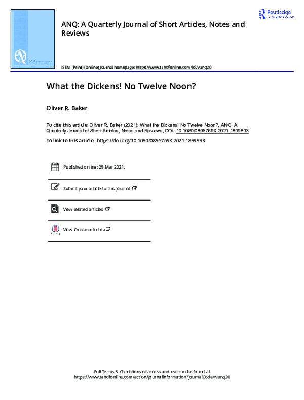 (PDF) What the Dickens! No Twelve Noon?