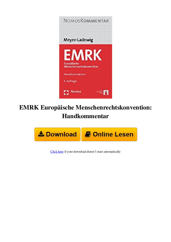 (PDF) EMRK : Europäische Menschenrechtskonvention : Handkommentar ...