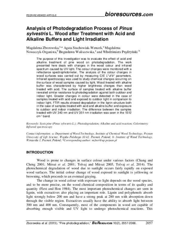 (PDF) Analysis of Photodegradation Process of Pinus sylvestris L. Wood ...