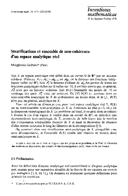 (PDF) Stratifications et ensemble de non-coh rence d'un espace analytique r el
