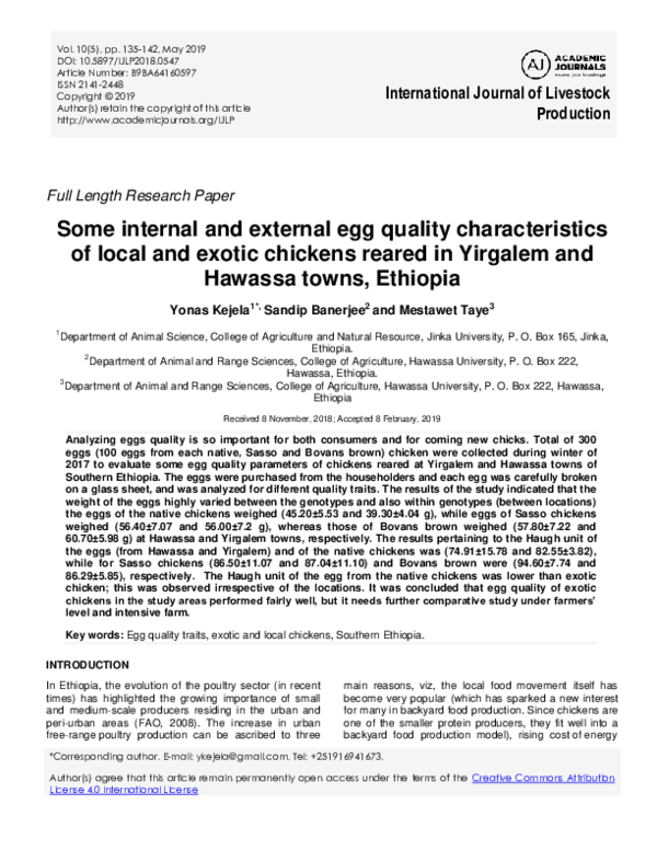 (PDF) Some internal and external egg quality characteristics of local ...