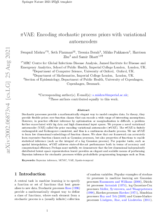 (PDF) πVAE: Encoding stochastic process priors with variational autoencoders