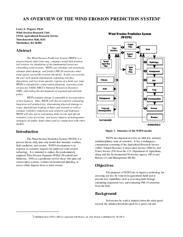 (PDF) An Overview of the Wind Erosion Prediction System