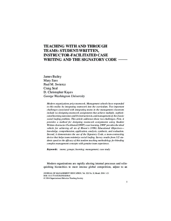 (PDF) Teaching with and through Teams: Student-Written, Instructor ...