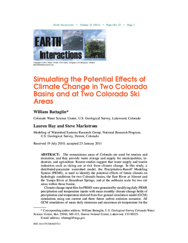 (PDF) Simulating the Potential Effects of Climate Change in Two ...
