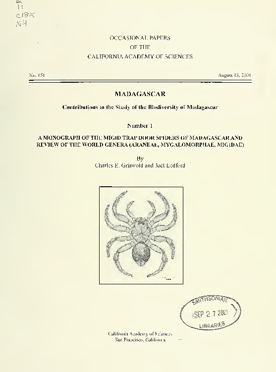 (PDF) Madagascar. Contributions to the study of the biodiversity of ...