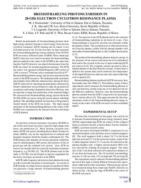 (PDF) Bremsstrahlung photons emission in 28-GHz electron cyclotron ...
