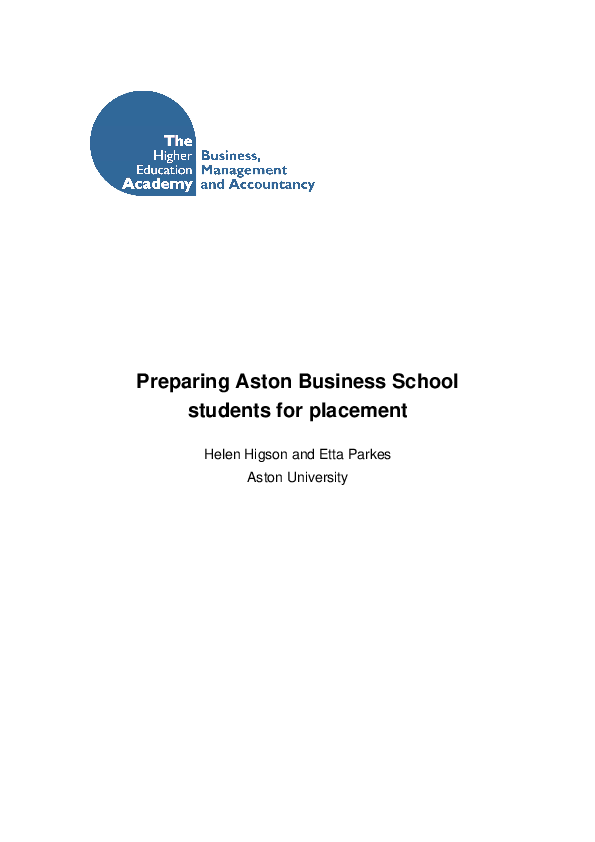 (PDF) Students for Placement | Helen Higson - Academia.edu